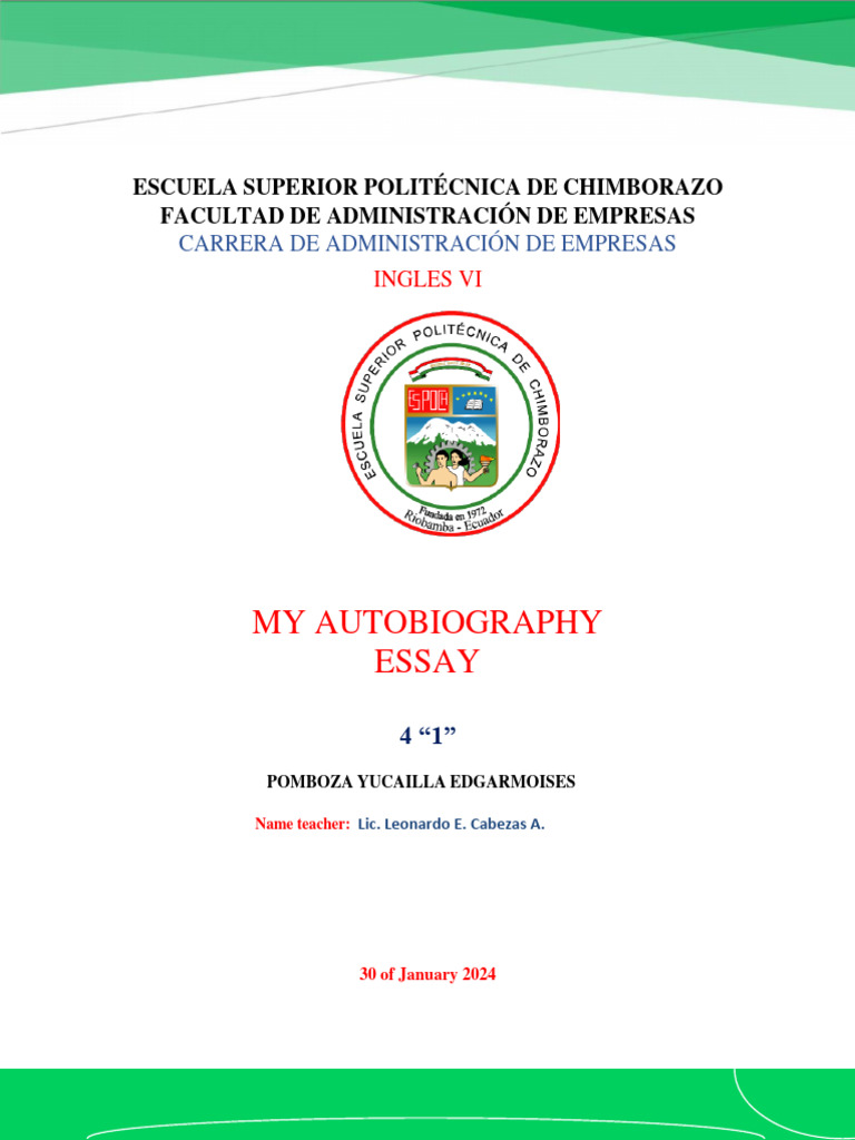 My Journey: An Autobiography Essay | PDF