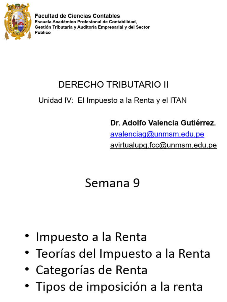 9 Semana DT2 AVG - 2022-II Impuesto A La Renta Teorias de Renta | PDF | Impuestos | Impuesto ...