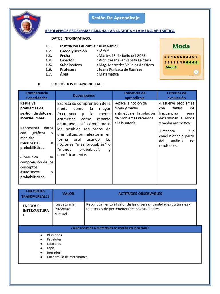 Media y Moda Aritmetica | PDF | Evaluación | Science