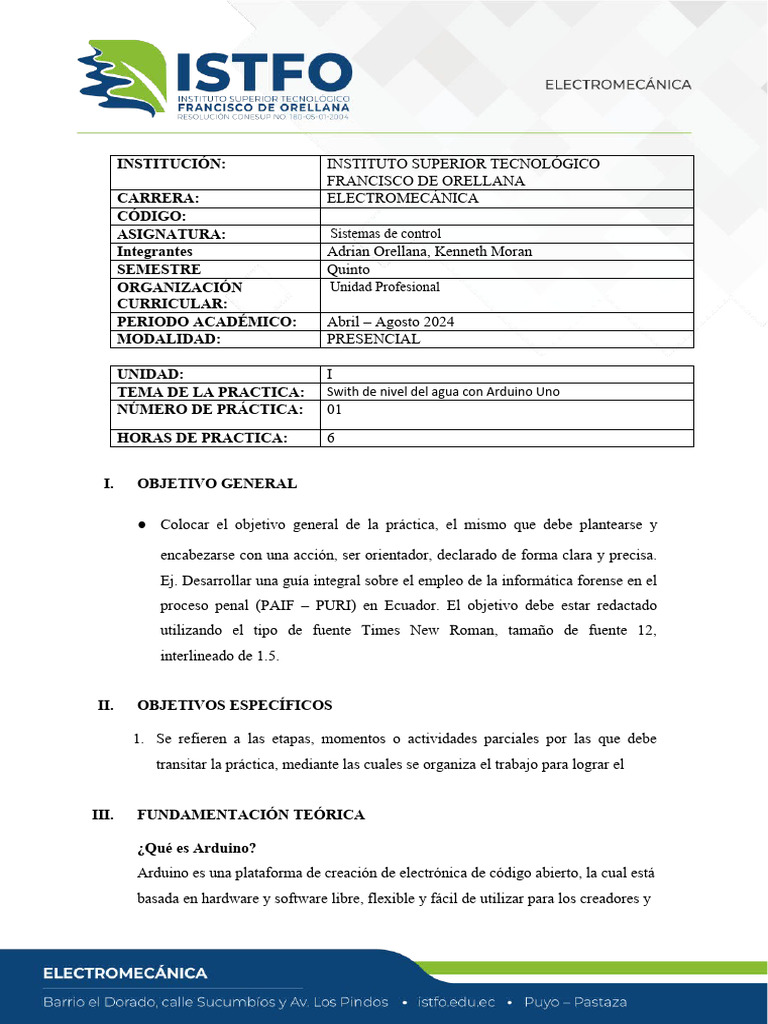 sistemas de control informe | PDF | Arduino | Microcontrolador