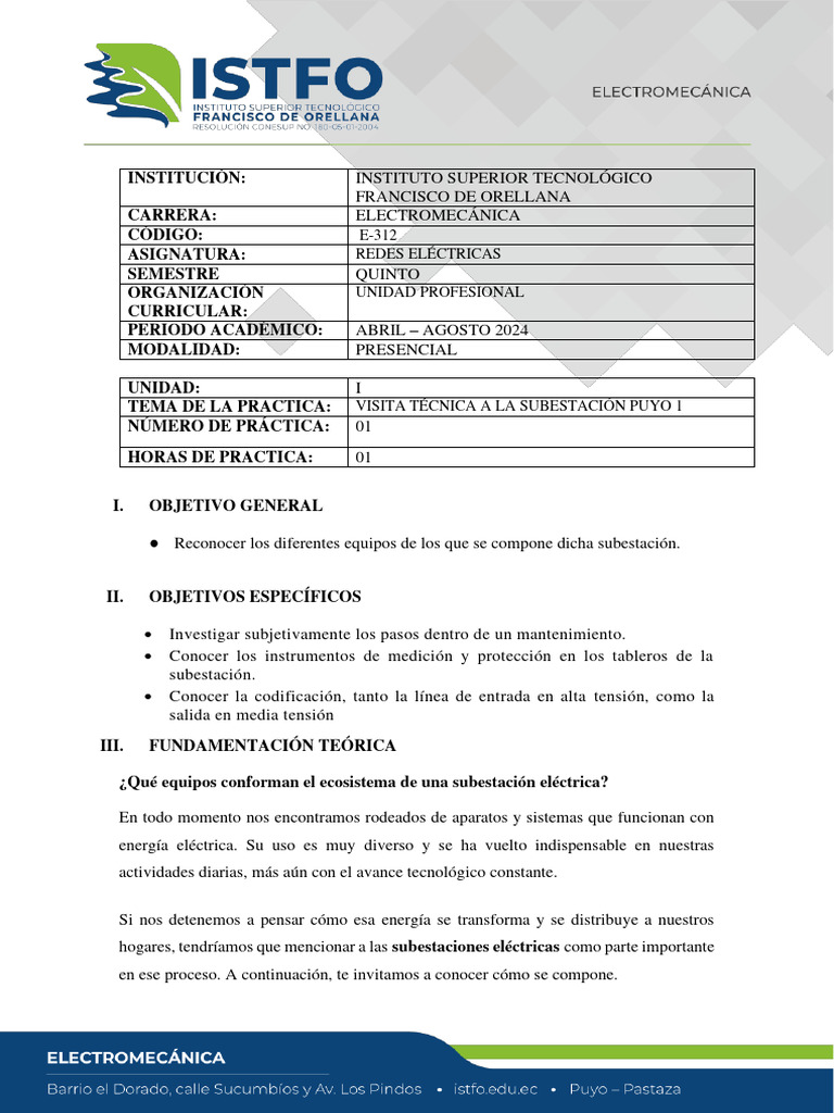 informe visita tecnica | Descargar gratis PDF | Ingenieria Eléctrica | Subestacion electrica