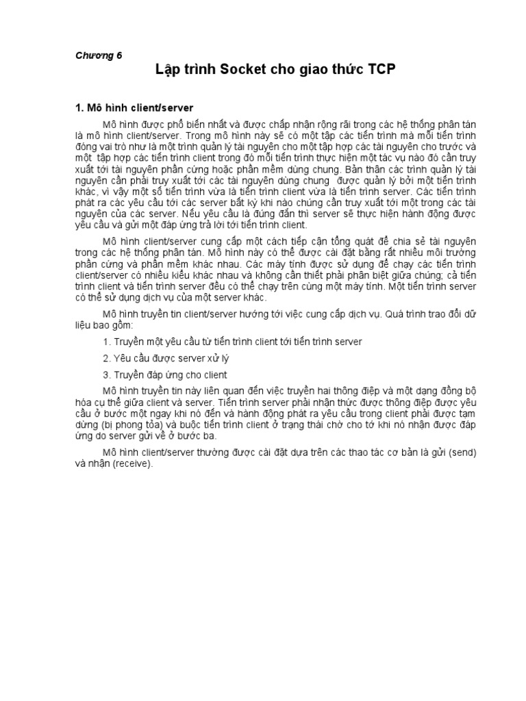 Lập trình Socket cho giao thức TCP | PDF