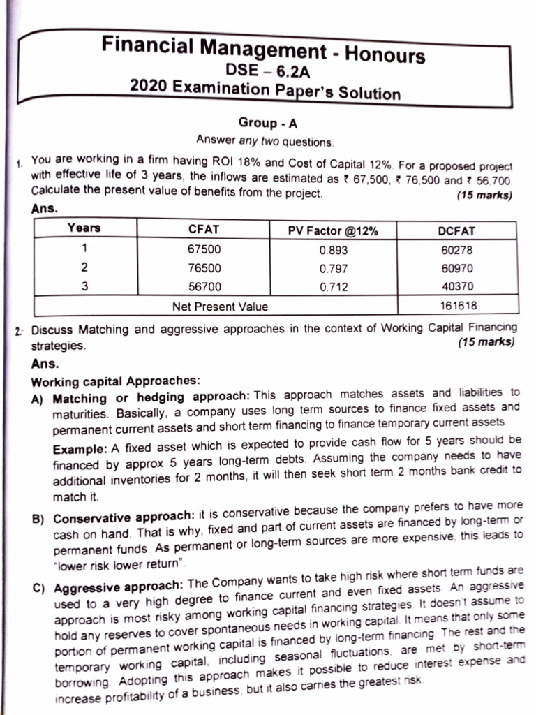 Financial Managment Question Paper (2020) | PDF | Dividend | Cost Of ...
