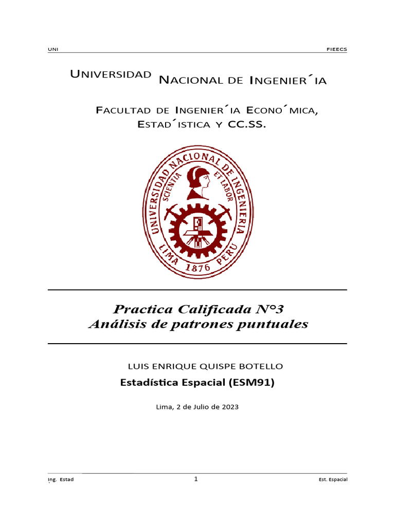 Pc3 Estadistica Espacial | PDF | Estadísticas | Valor P