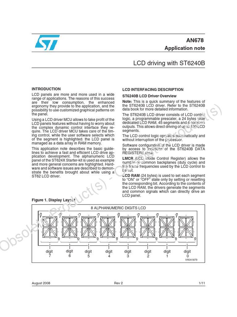 LCD Driving With st6240b | PDF | Liquid Crystal Display | Microcontroller