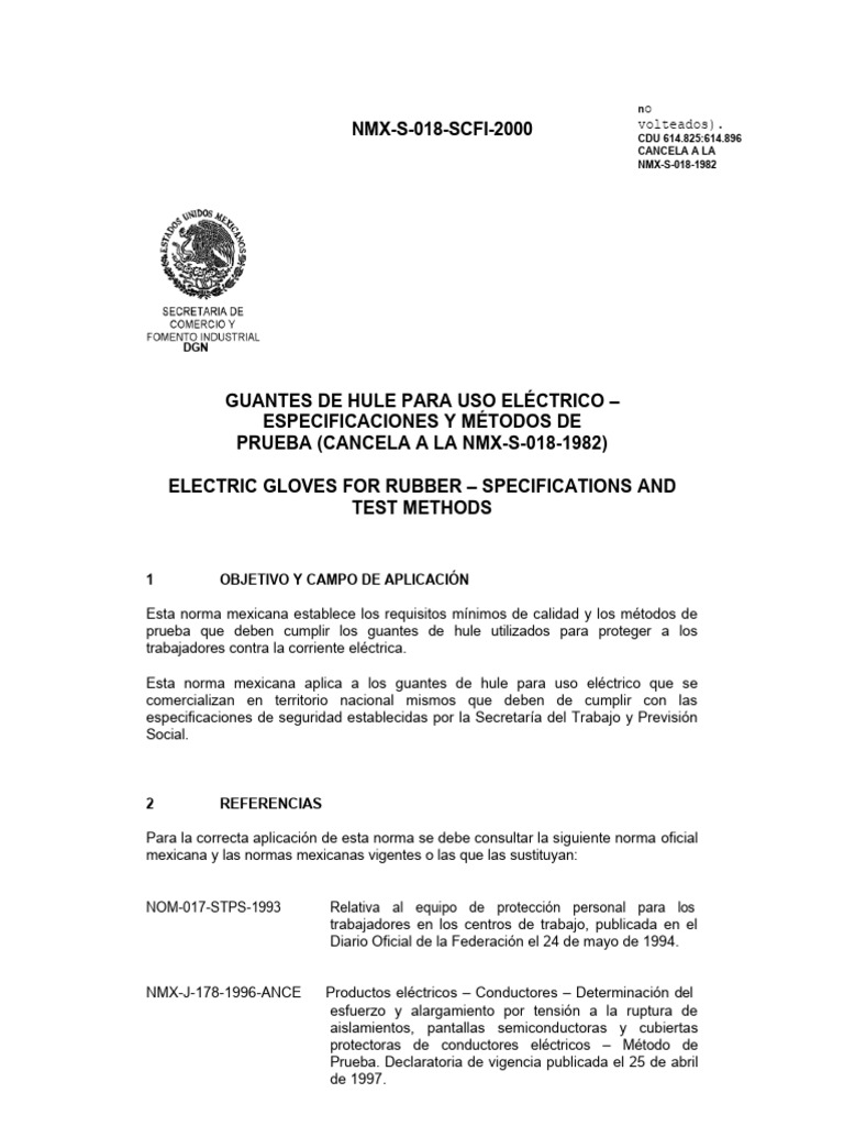 nmx-s-018-scfi-2000 | PDF | Deformación (ingeniería) | Guante