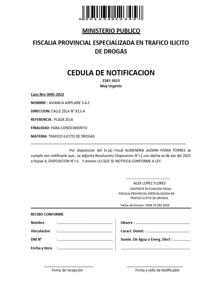 Cedula de Notificacion | PDF