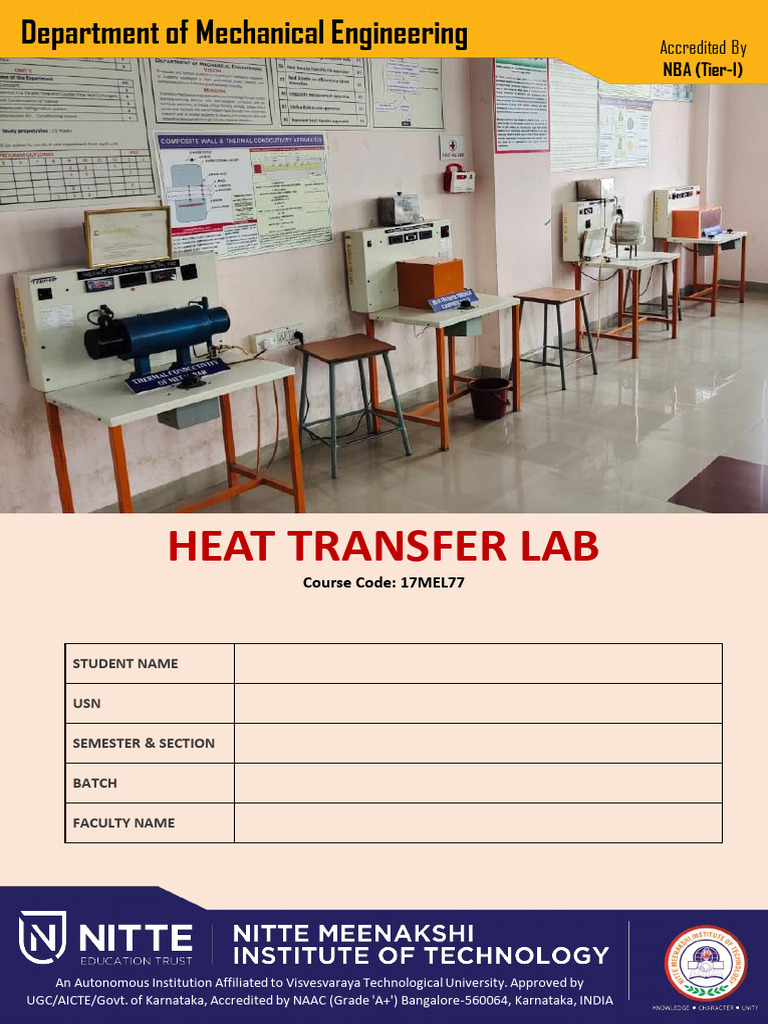Heat Transfer Lab 17MEL77 | PDF | Heat Transfer | Heat