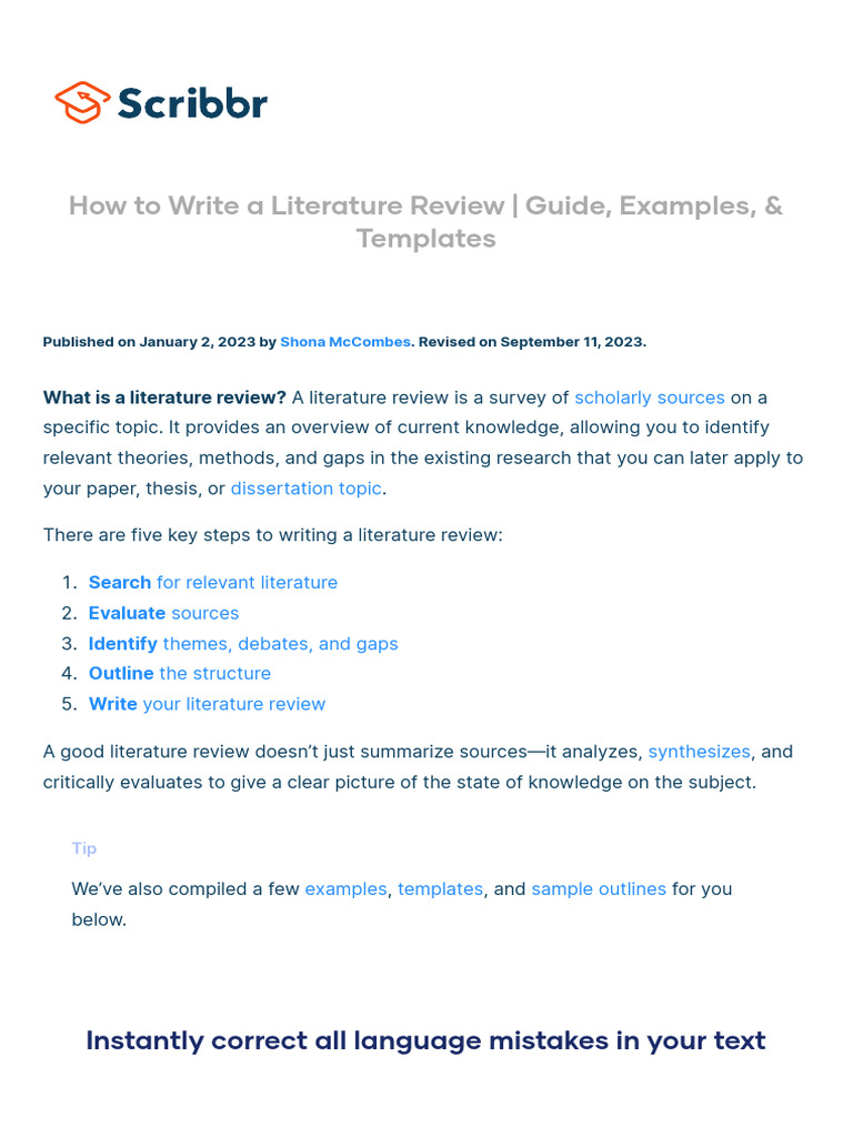 How to Write a Literature Review Guide, Example… | Download Free PDF ...