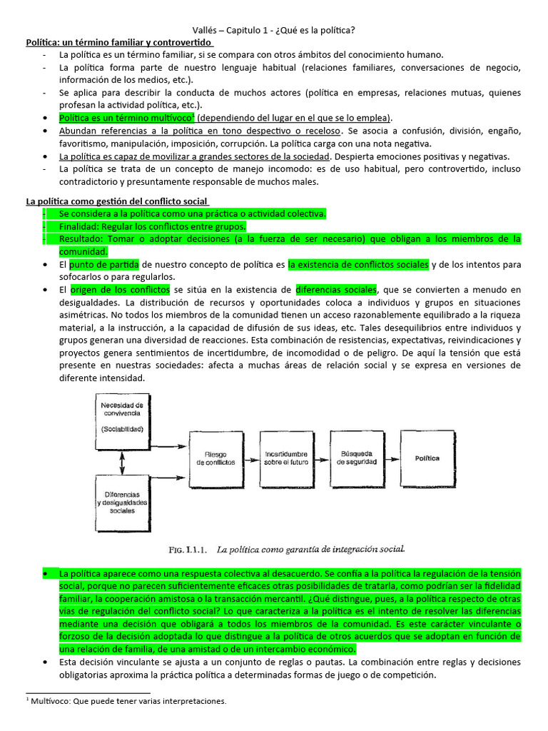 Valles - Cap 1 - ¿Qué Es La Politica - RSM | PDF | Sociedad | Desigualdad social