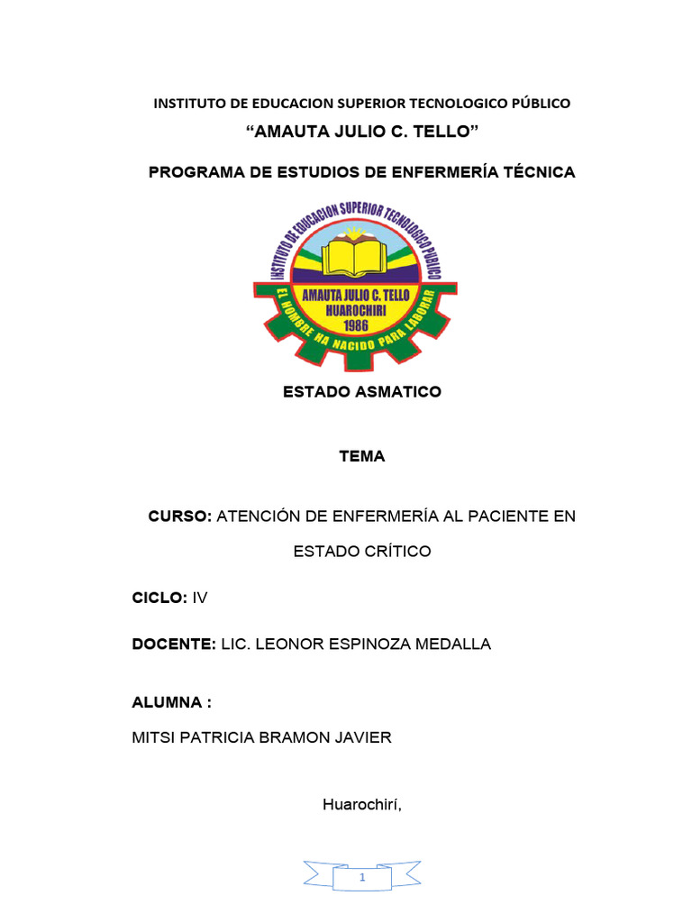 Estado Asmatico | PDF | Asma | Tos