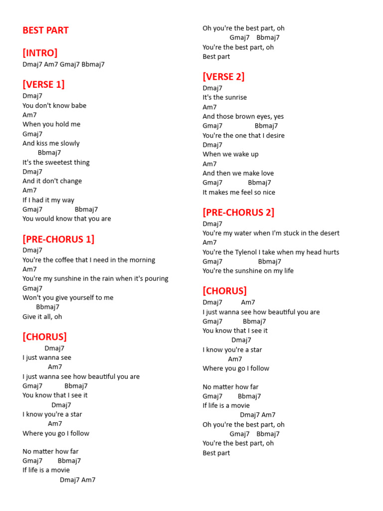 BEST PART | Download Free PDF | Song Structure | Musical Compositions