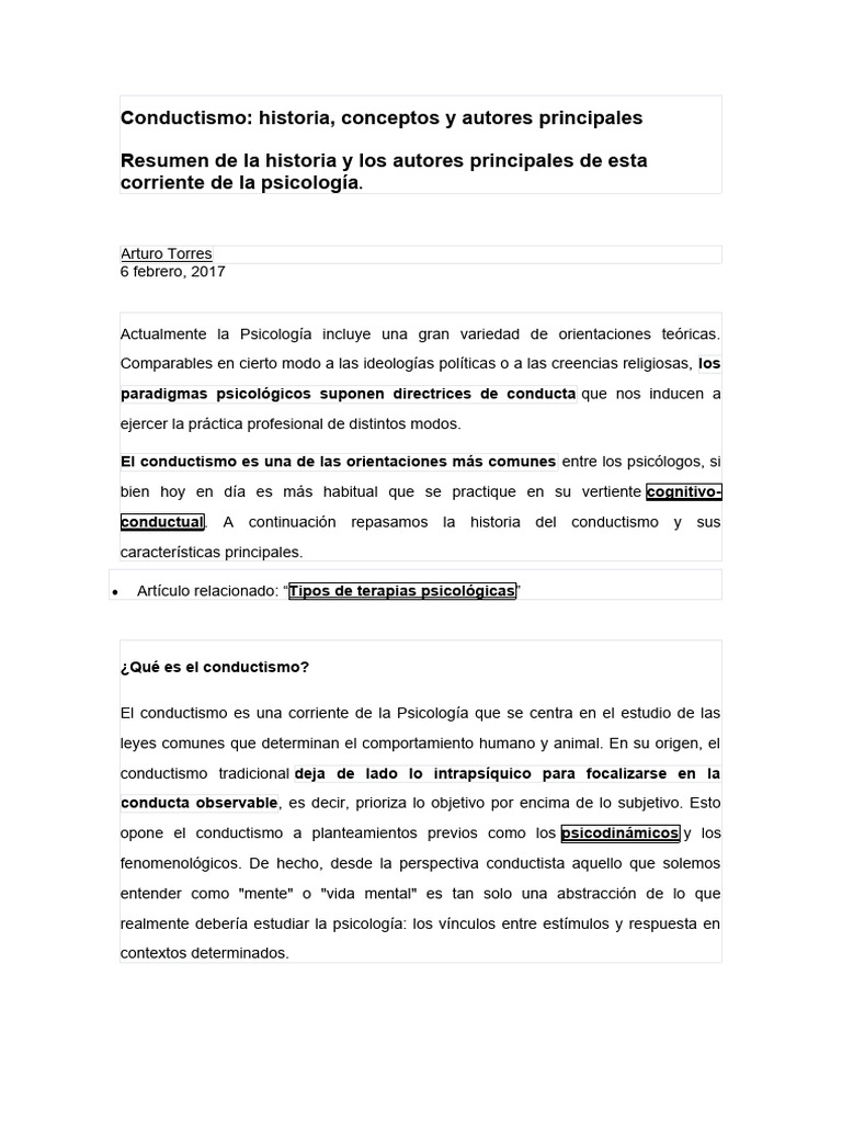 Conductismo-Principales Autores | PDF | Behaviorismo | Sicología