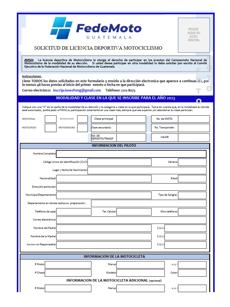 For FNMG Solicitud de Licencia Deportiva 2023 | PDF | Póliza de seguros ...