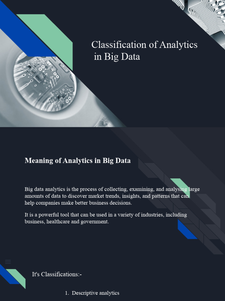 Big Data Analytics Classifications | PDF | Analytics | Predictive Analytics