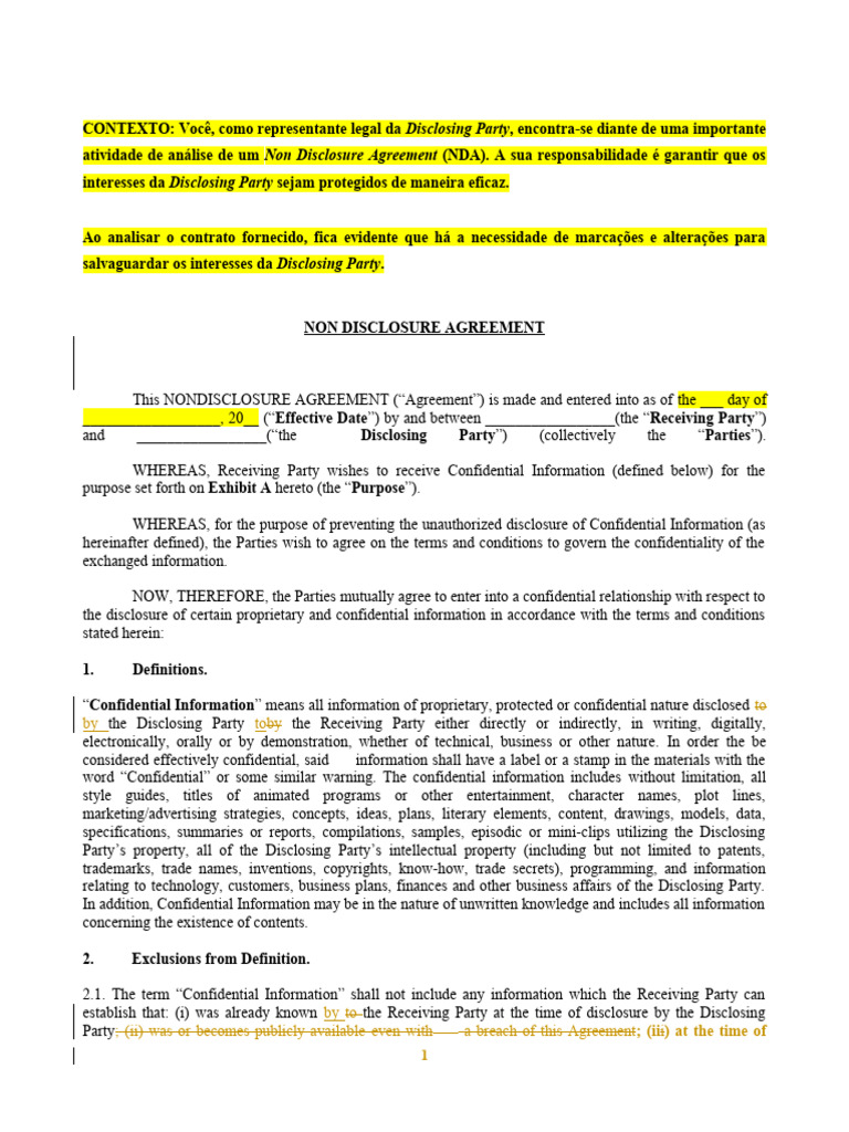 Prova 2 - NDA | PDF | Trade Secret | Non Disclosure Agreement