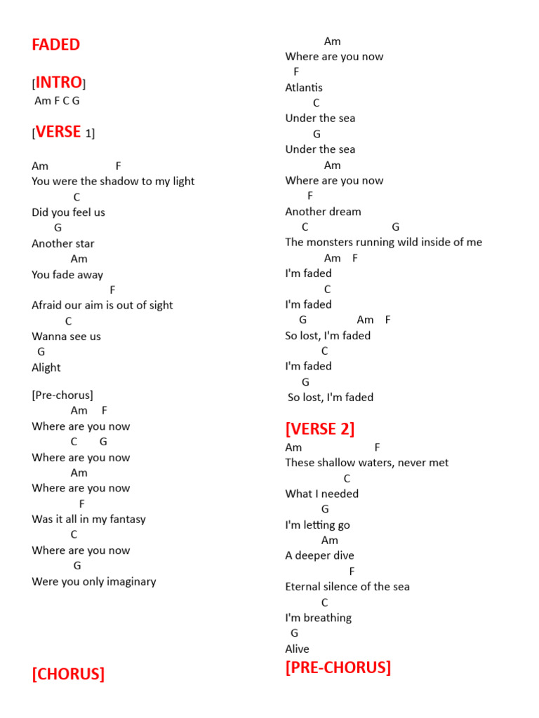 FADED | PDF | Song Structure | Elements Of Music