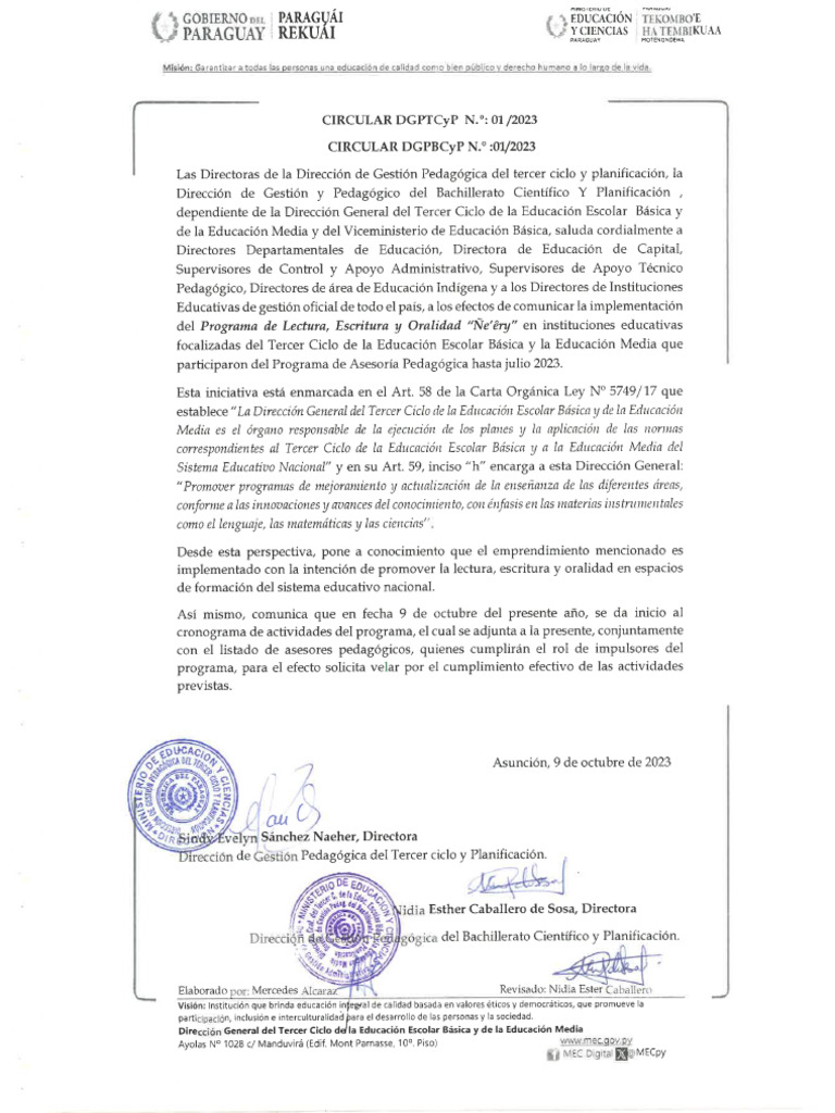 Circular #01 - 2023 | PDF