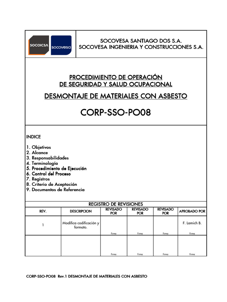 3 Microsoft Word CORP SSO PO08 Rev 1 DESMONTAJE DE MATERIALES CON