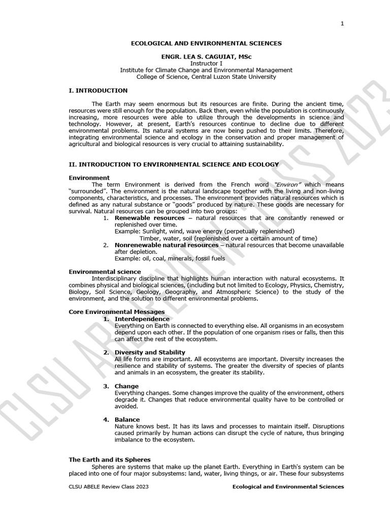 Ecological and Environmental Sciences | PDF | Atmosphere Of Earth ...