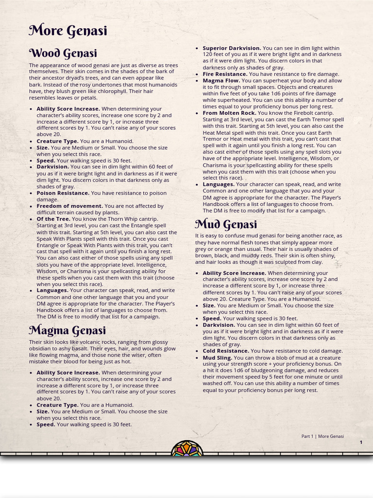 More Genasi - GM Binder | PDF | Language Arts & Discipline