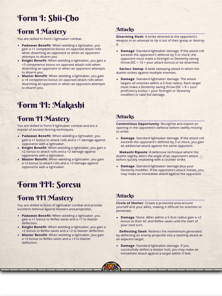 Saber Forms - GM Binder | Download Free PDF | Jedi