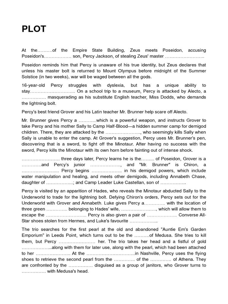 Percy Jackson. Plot - Activity | PDF