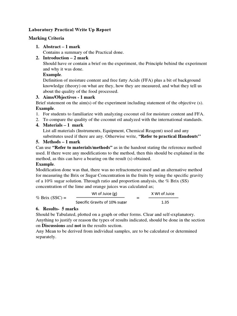 Laboratory Practical Write Up Report | PDF | Experiment