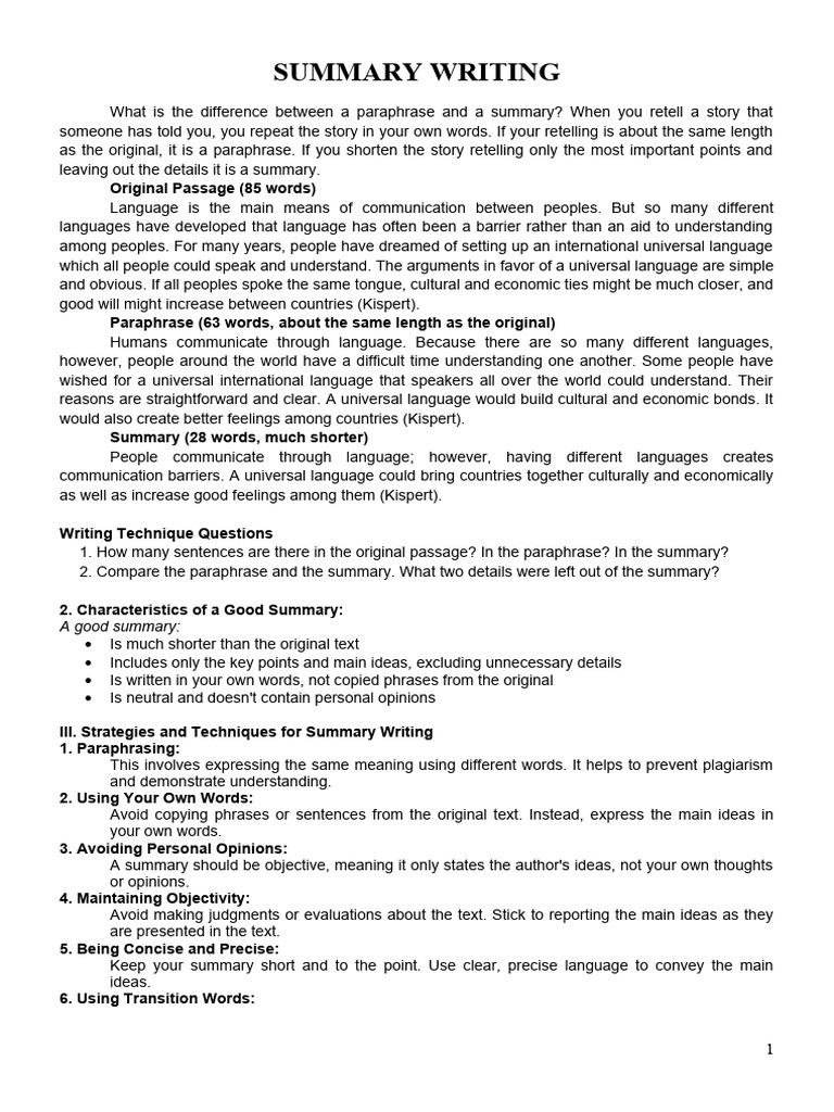 Summary Writing & Practice 2023 | PDF | Learning | Gifted Education