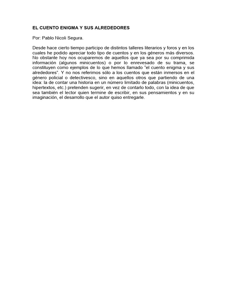 El Cuento Enigma y Sus Alrededores | PDF