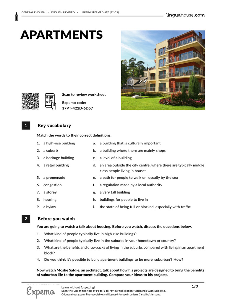 Apartments British English Teacher Ver2 BW | PDF | Apartment | Suburb