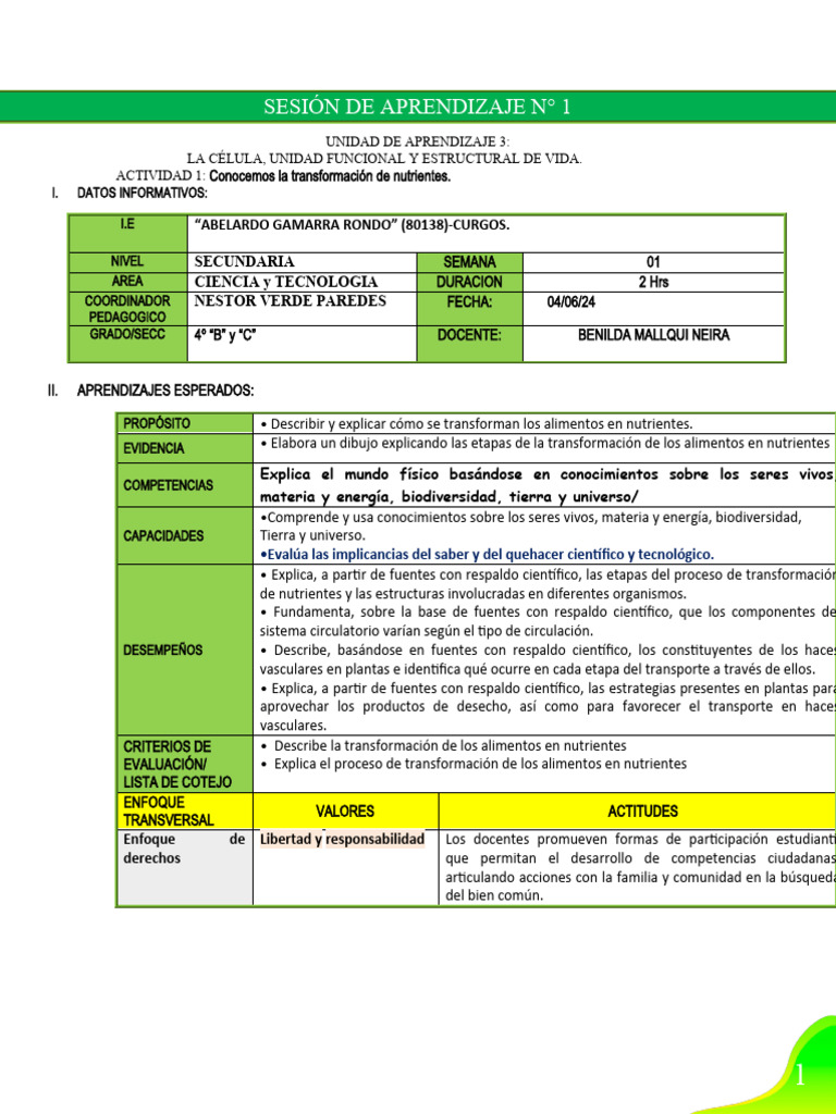 A-4º Ses Act 1-Cyt-Und 3 | Descargar gratis PDF | Evaluación | Aprendizaje