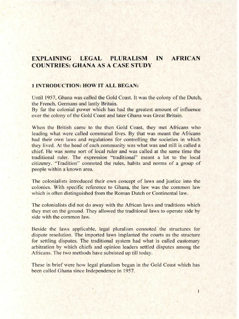 Explaining Legal Pluralism in African Countries Ghana As A Case Study | PDF