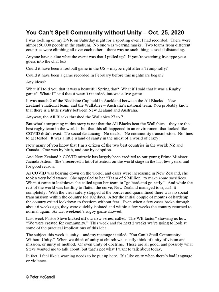 2 You-Cant-Spell-Community-without-Unity-Oct25-2020-Sermon-Notes | PDF ...