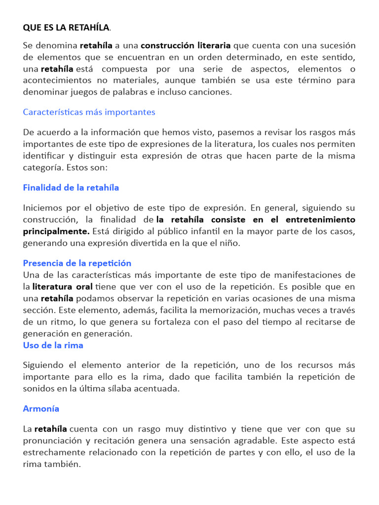 Que Es La Retahíla | PDF