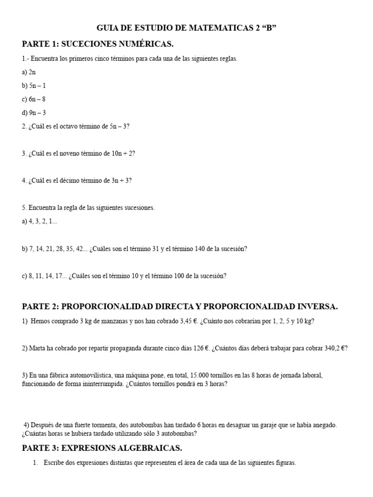 Guia de Estudio de Matematicas 2 | PDF | Volumen | Matemáticas