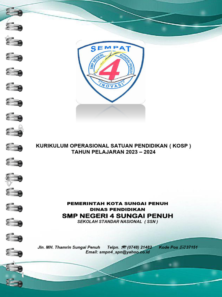 KOSP (Dokumen 1 - Kurikulum) Tahun Pelajaran 2023 - 2024 | PDF