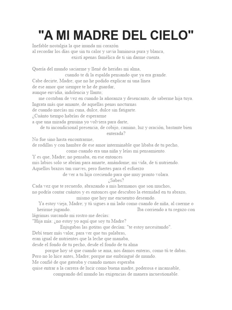 A Mi Madre Del Cielo | PDF | Amor