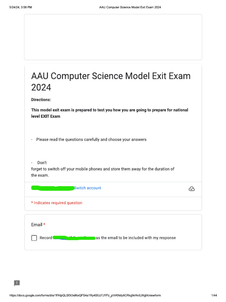 AAU Computer Science Model Exit Exam | PDF