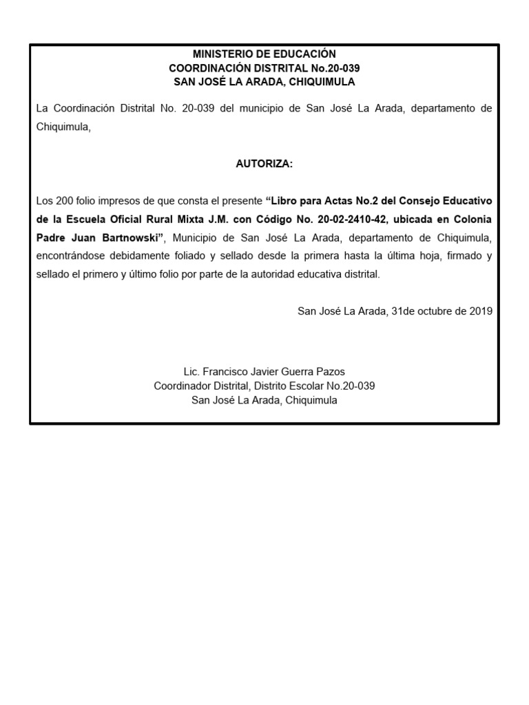 Cuadro de Libros de Actas | PDF