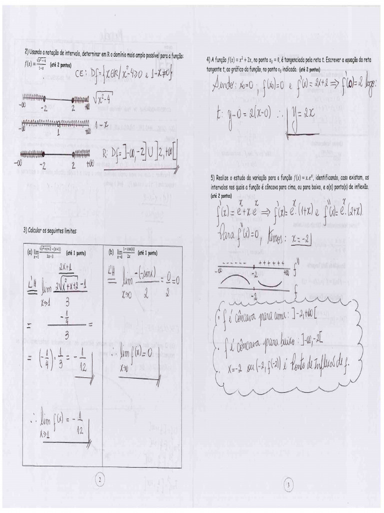 Prova Sub Calculo Manhã | PDF