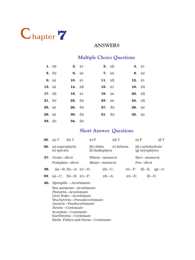 Biology Exam Answers and Explanations | PDF | Seed | Embryo