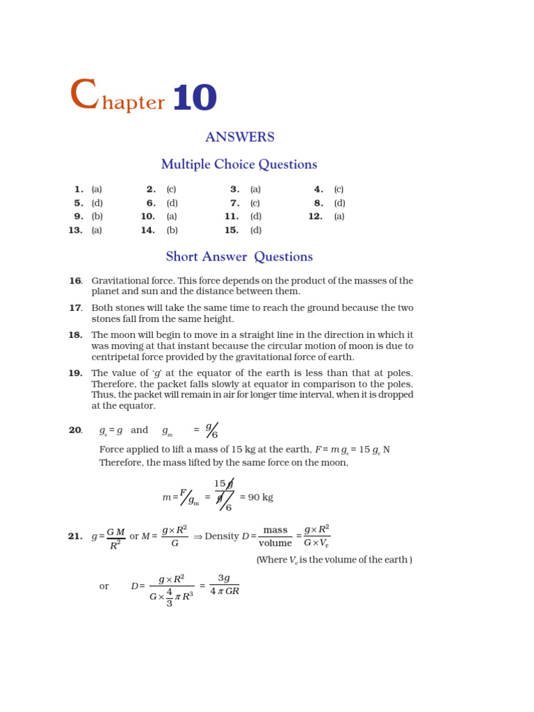 9 Science Exemplar Chapter 10 Answer | PDF | Force | Mass