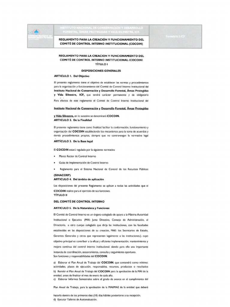 Reglamento Cocoin | PDF