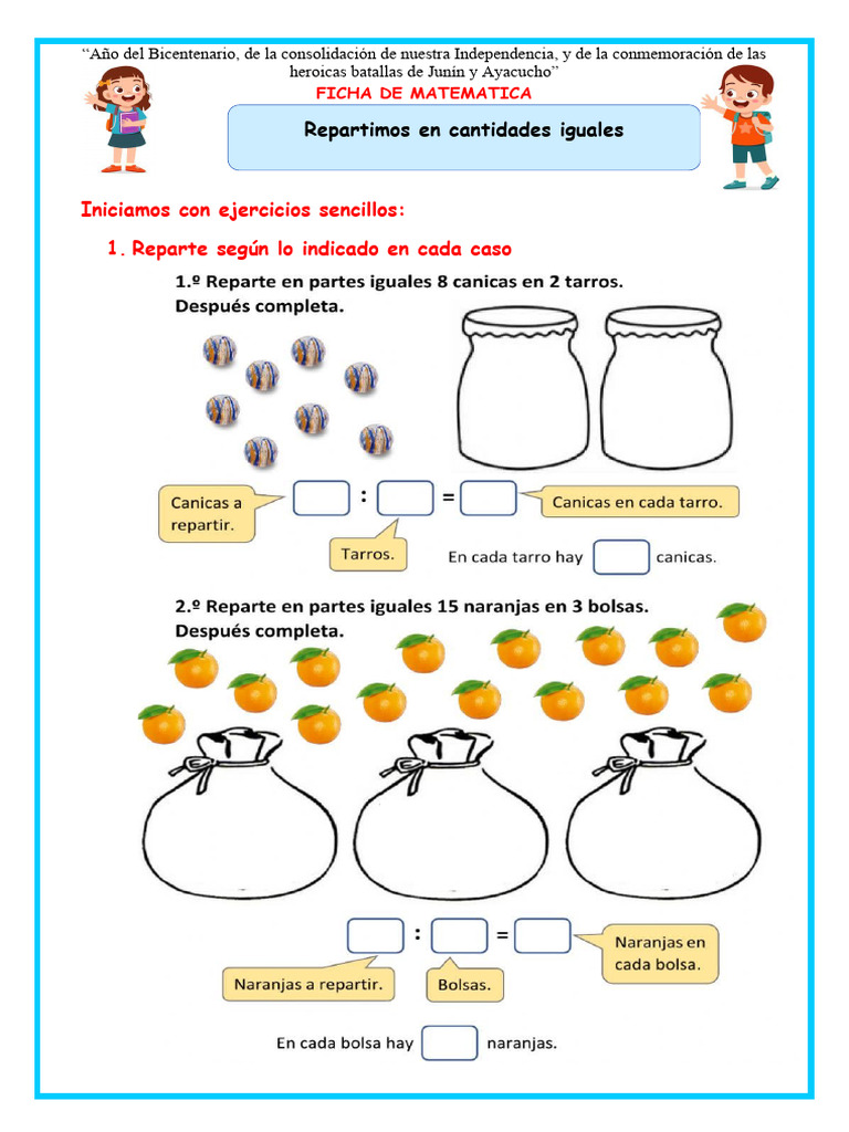 Ficha Mate Mart 18 Repartimos Partes Iguales | PDF