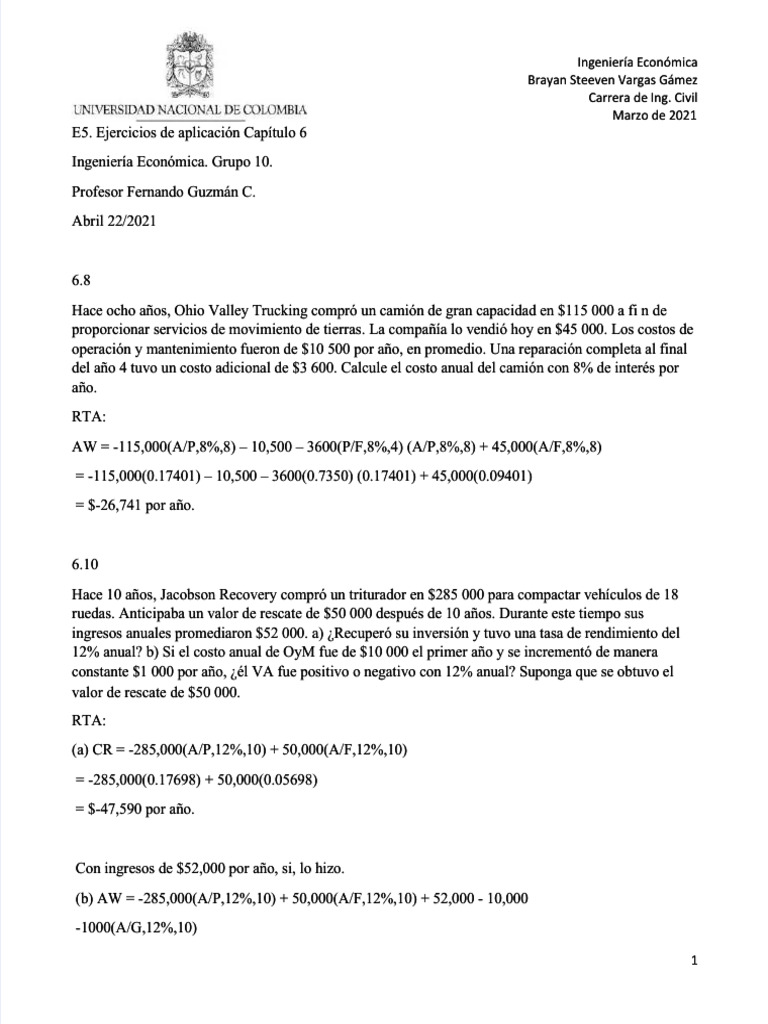 PDF E5 Ejercicios de Aplicacion Capitulo 6 - Compress | PDF | Ingeniería