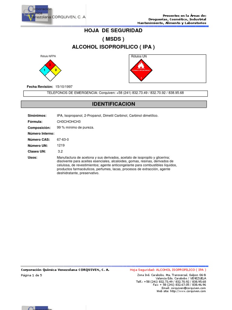 Msds Msds-Alcohol Isopropilico