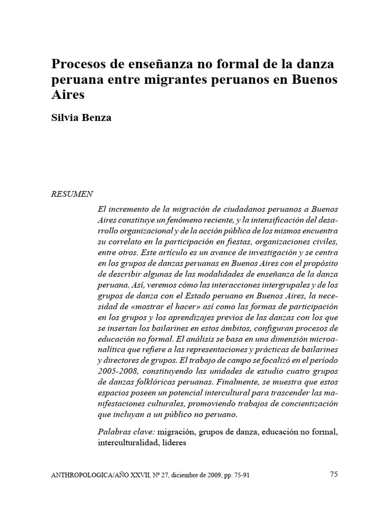 Procesos de Enseñanza No Formal de La Danza Peruana | PDF | Bailes | Perú