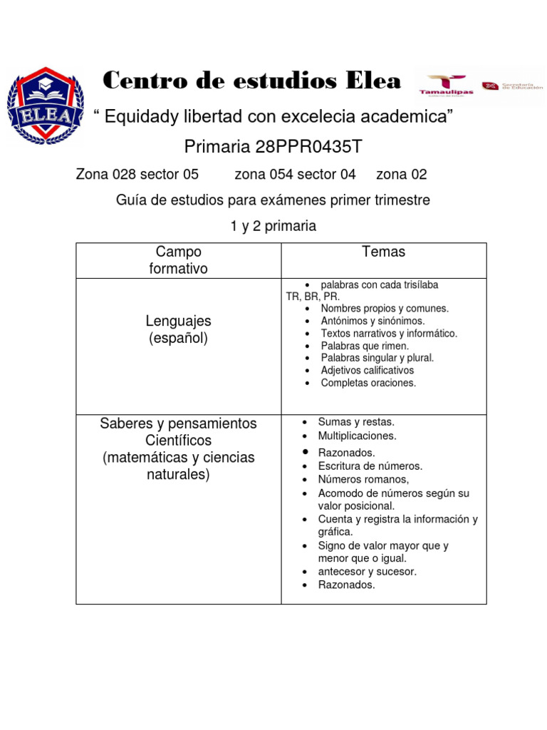 Guia De Estudio Segundo Grado Pdf