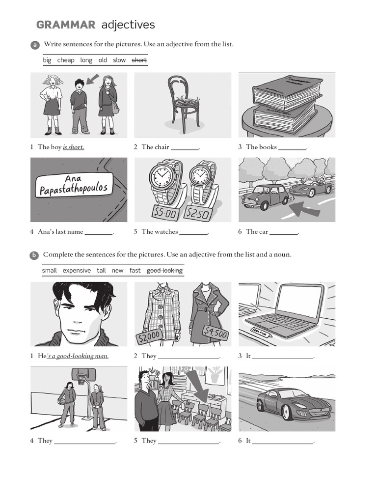 Adjective Usage in Sentence Writing | PDF